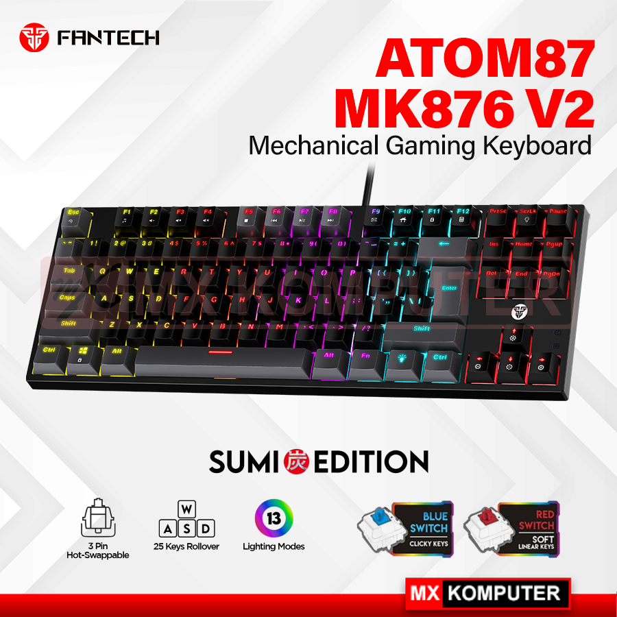 Fantech ATOM87 SUMI MK876 V2 | 87% RGB Mechanical Gaming Keyboard ...