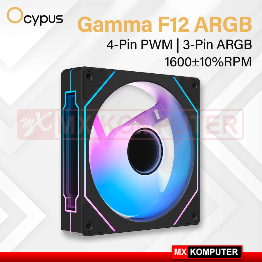 FAN OCYPUS Gamma F12 ARGB | 120mm PWM ARGB Fan – Hitam Forward | MX ...