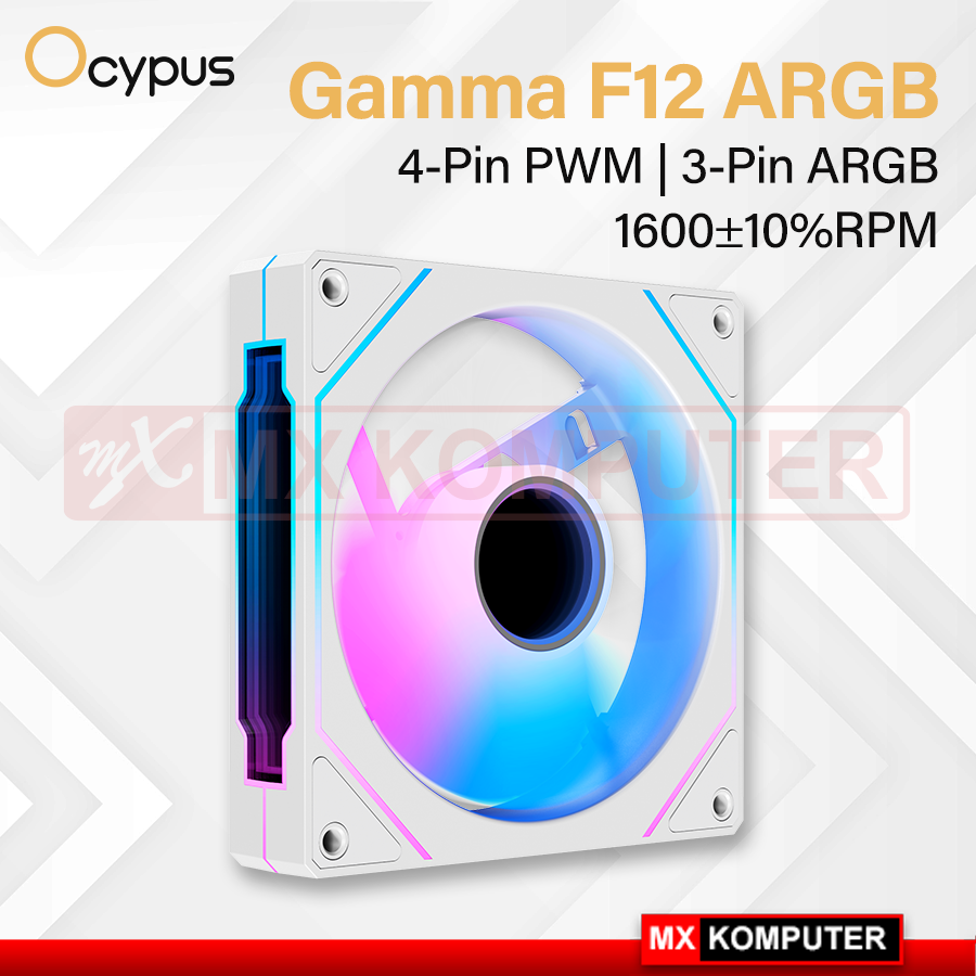 FAN OCYPUS Gamma F12 ARGB | 120mm PWM ARGB Fan – Putih Reverse | MX ...