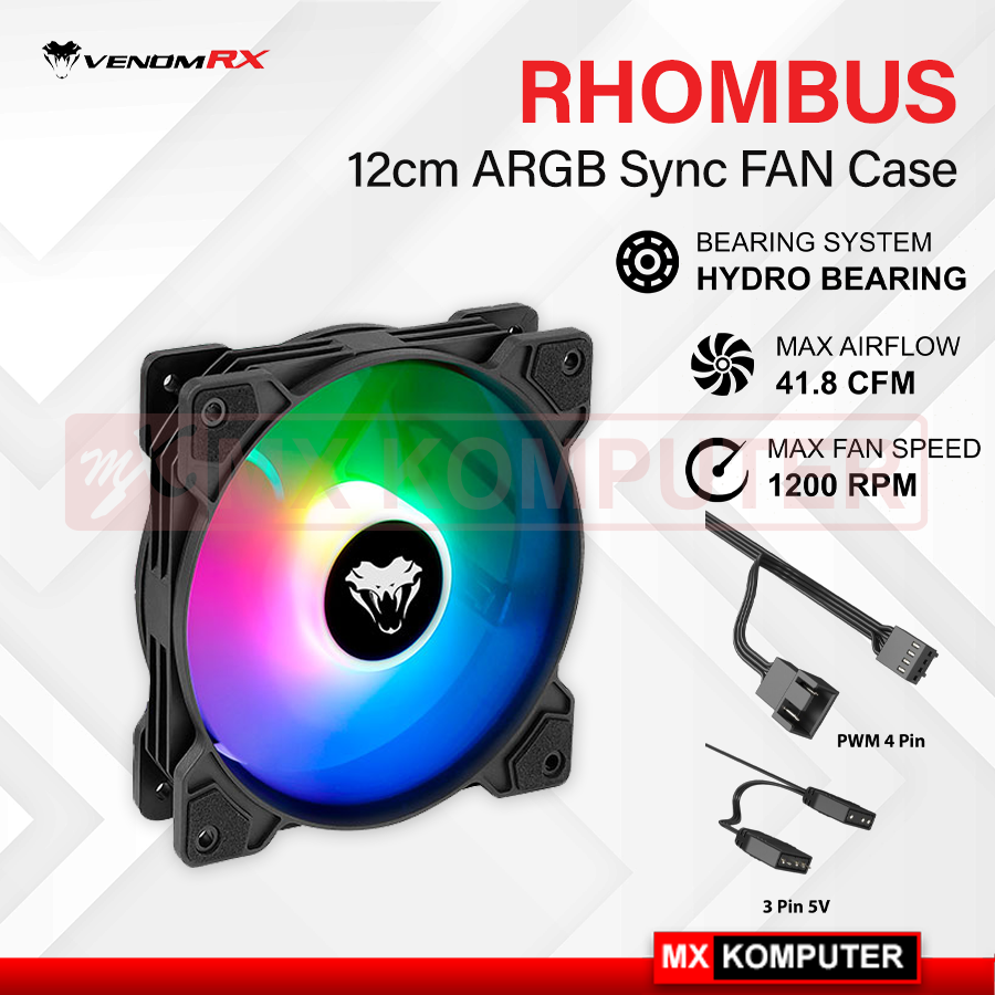 VenomRX Fan Casing Rhombus ARGB Sync 1 Fan – Hitam | MX Komputer Jogja