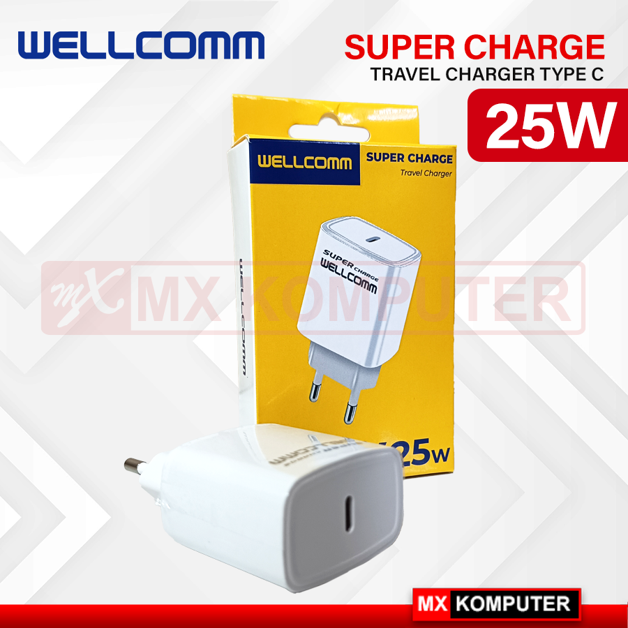 Wellcomm Super Charge 25W Type C Travel Charger | MX Komputer Jogja