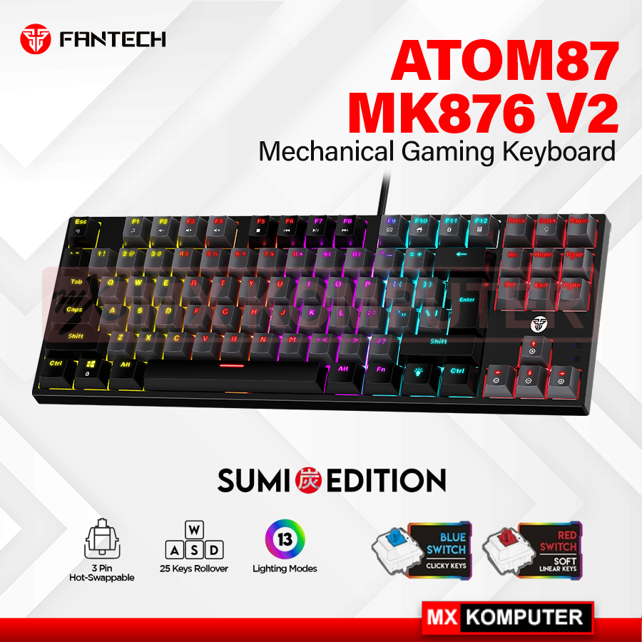 Fantech ATOM87 SUMI MK876 V2 | 87% RGB Mechanical Gaming Keyboard – Abu ...
