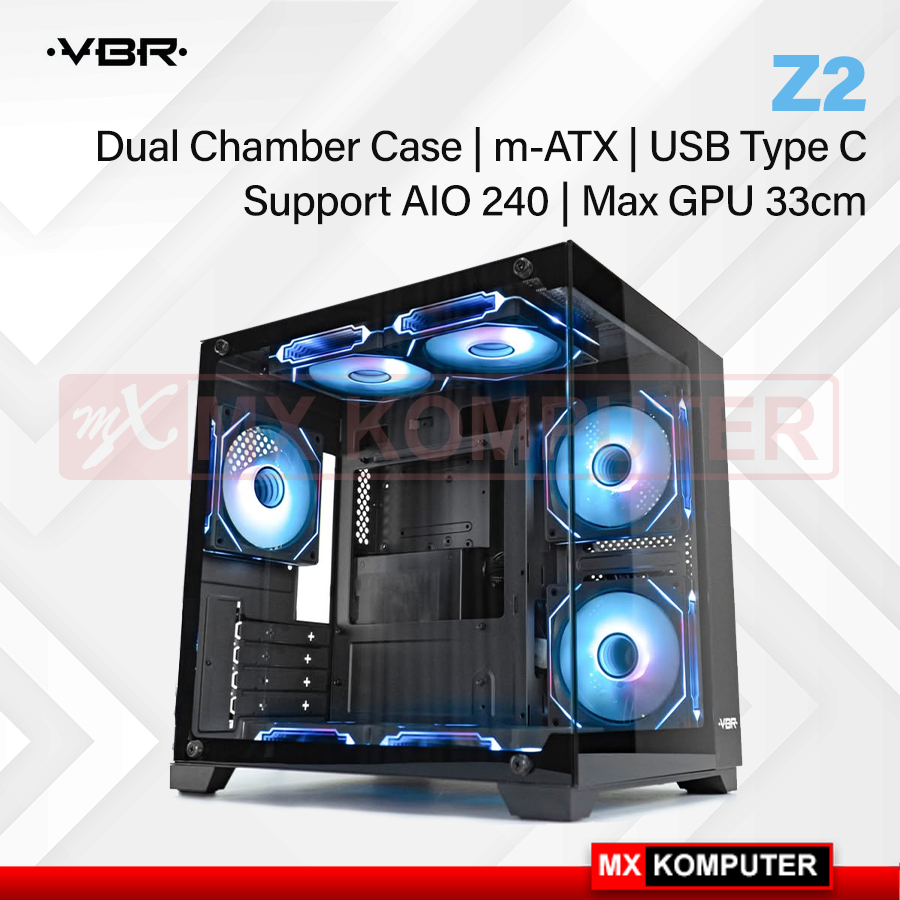 Casing VBR Z2 M-ATX USB Type C Tempered Glass Gaming Case – Hitam | MX ...