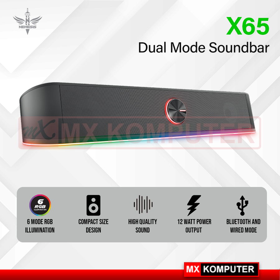 Soundbar NYK Dual Mode Connection QUANTUM PRO X65 Bluetooth & Wired RGB ...
