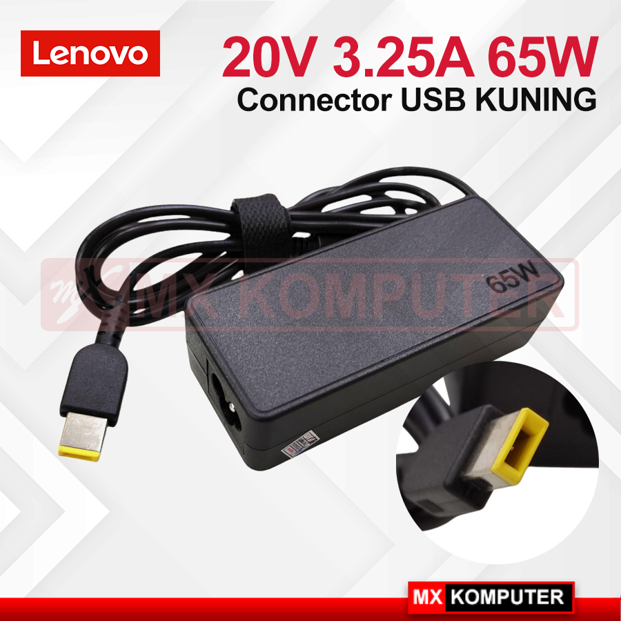 Adaptor Charger Laptop Lenovo 20V 3.25A 65W Colokan Kotak Square Mouth ...