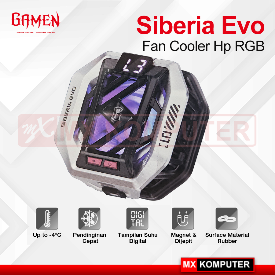 GAMEN Siberia Evo Fan Cooler Hp Gaming Magnetic RGB Light LED Display ...