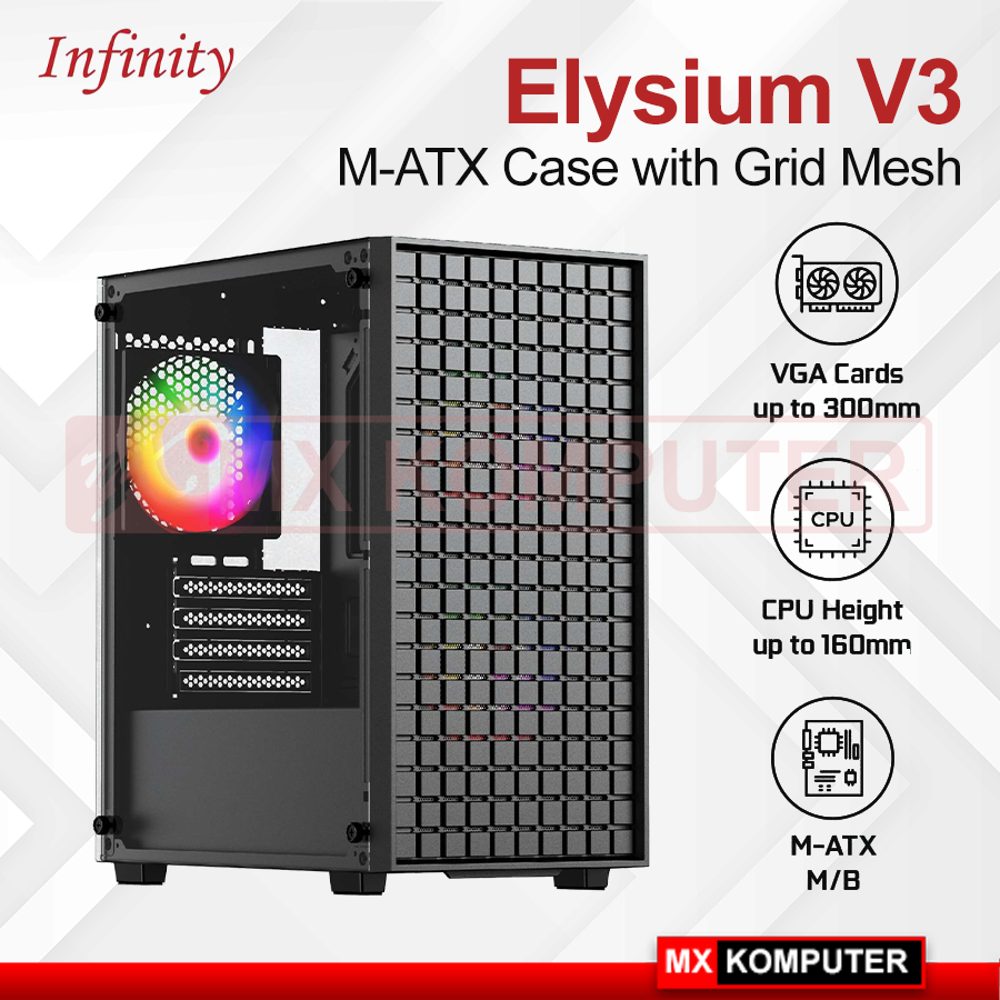 Casing Infinity Elysium v3 Micro ATX PC Case Mesh | MX Komputer Jogja